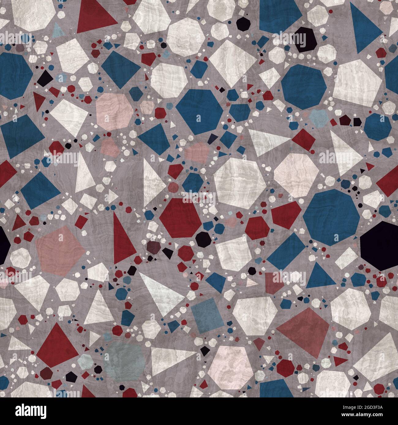Seamless red white and blue pattern of packed polygons with overlay ...