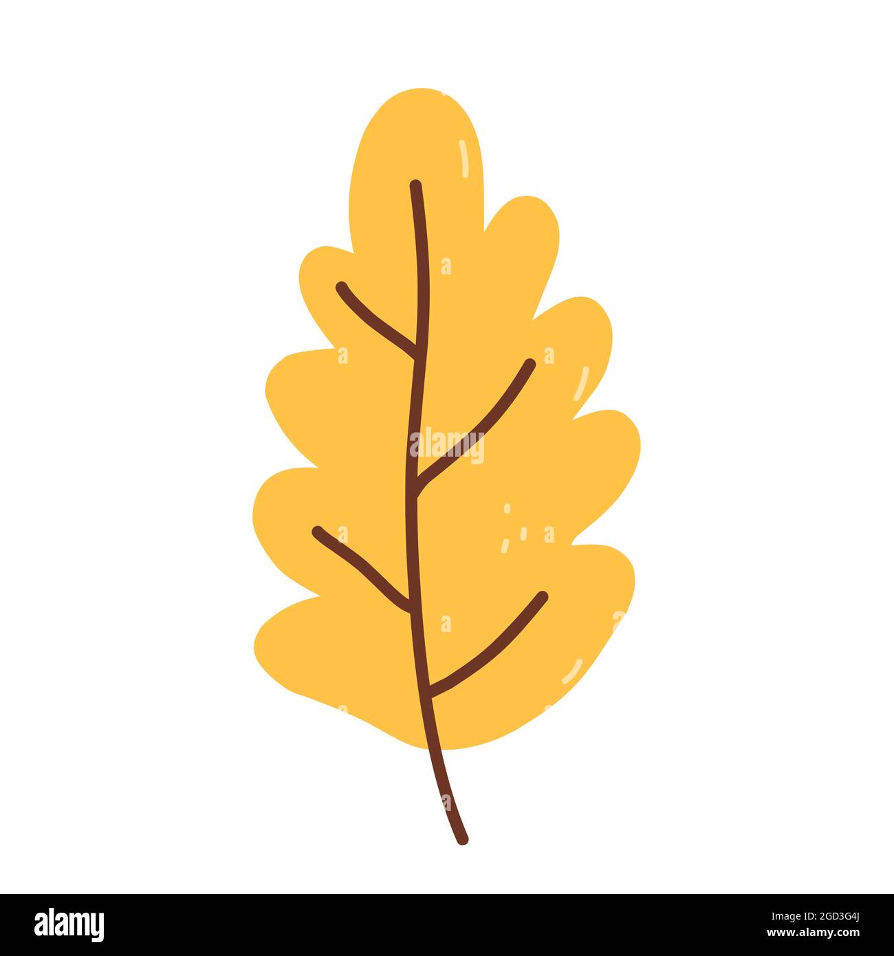 Autumn yellow leaf isolated on white background. Vector hand-drawn ...