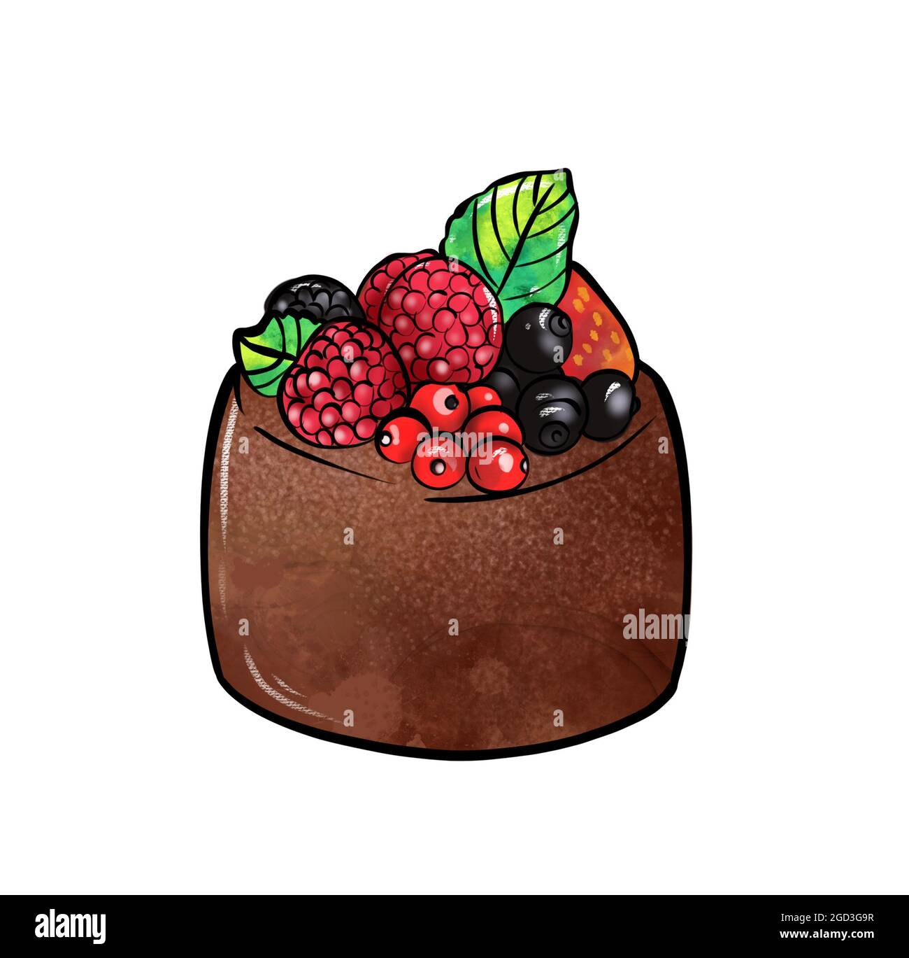 Illustration of a colored drawing of round cake completely covered with ...