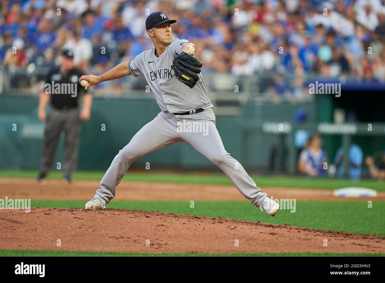 August 9 2021: New York pitcher James Taillon (50) throws a pitch ...