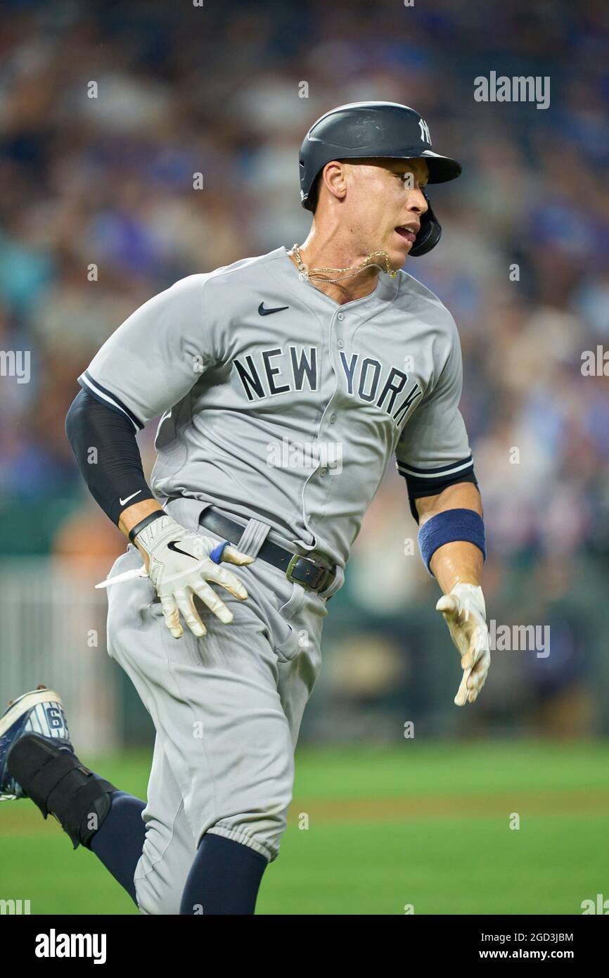 August 9 2021: New York right fielder Aaron Judge (99) gets a hit ...