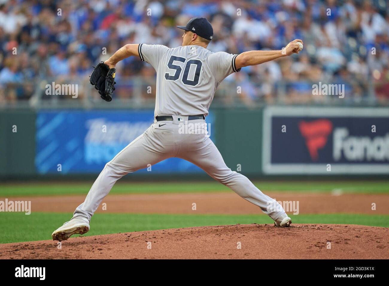 August 9 2021: New York pitcher James Taillon (50) throws a pitch ...
