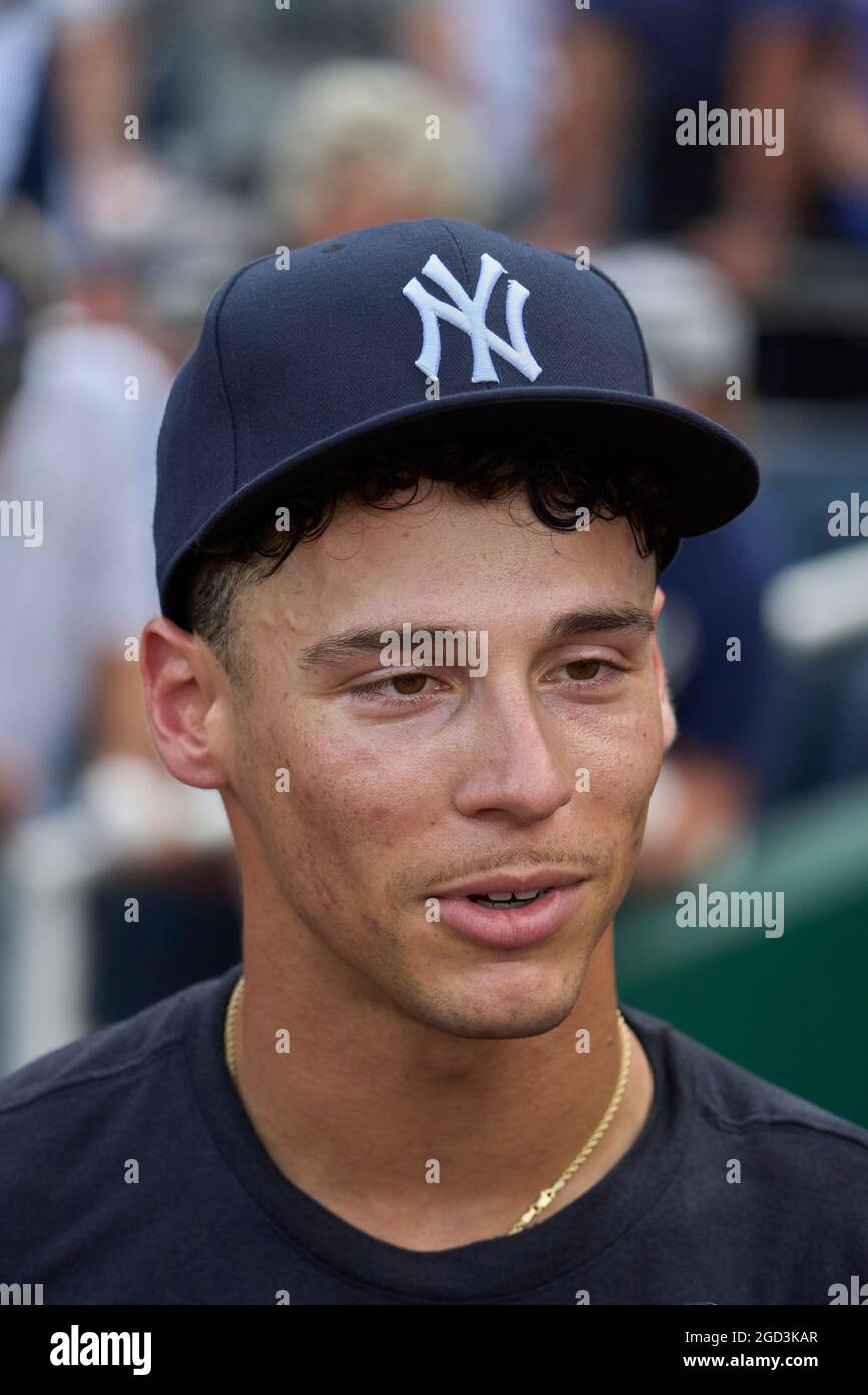 August 9 2021: New York shortstop Andrew Velazquez (27) during batting ...