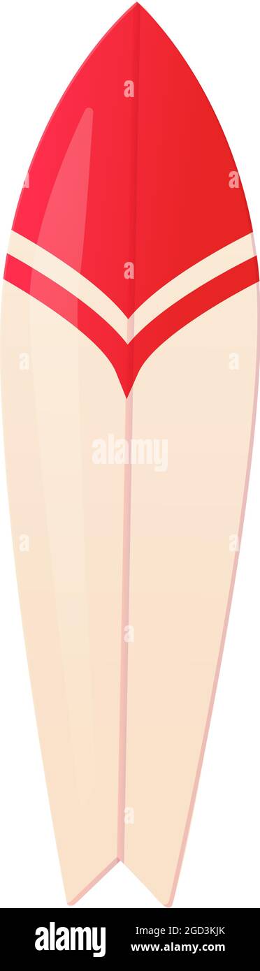 Surfboard red and white in realistic cartoon style. Active summer ...