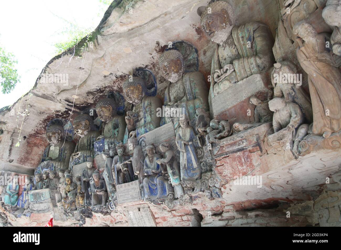 CHONGQING, CHINA - JULY 26, 2021 - Stone carvings on the cliff of ...