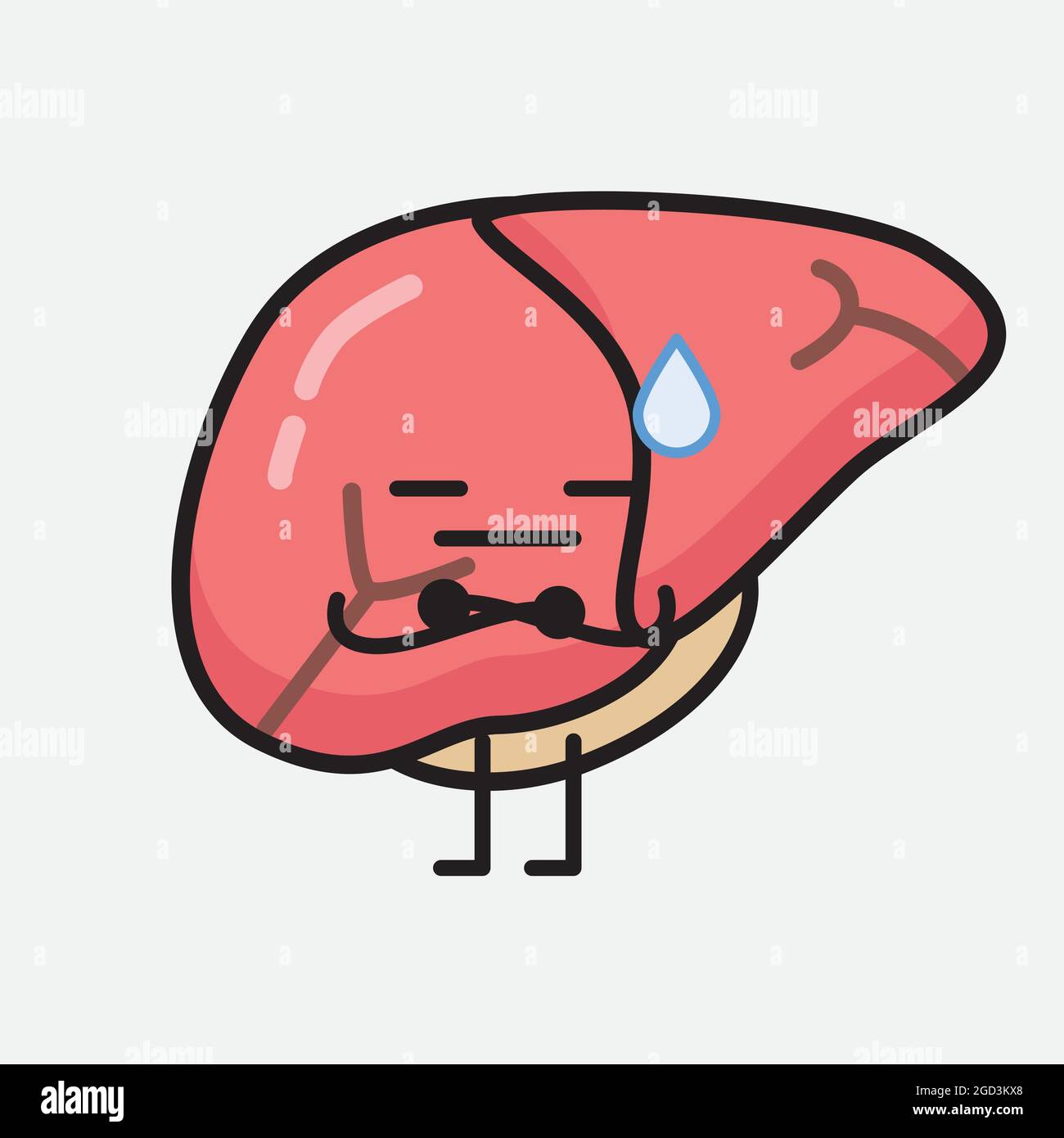 Vector Illustration of Liver Character with cute face and simple body ...