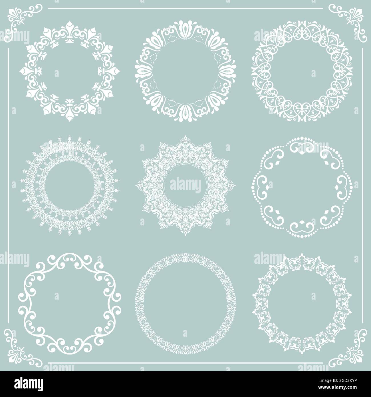 Vintage set of round elements. Different round white elements for ...