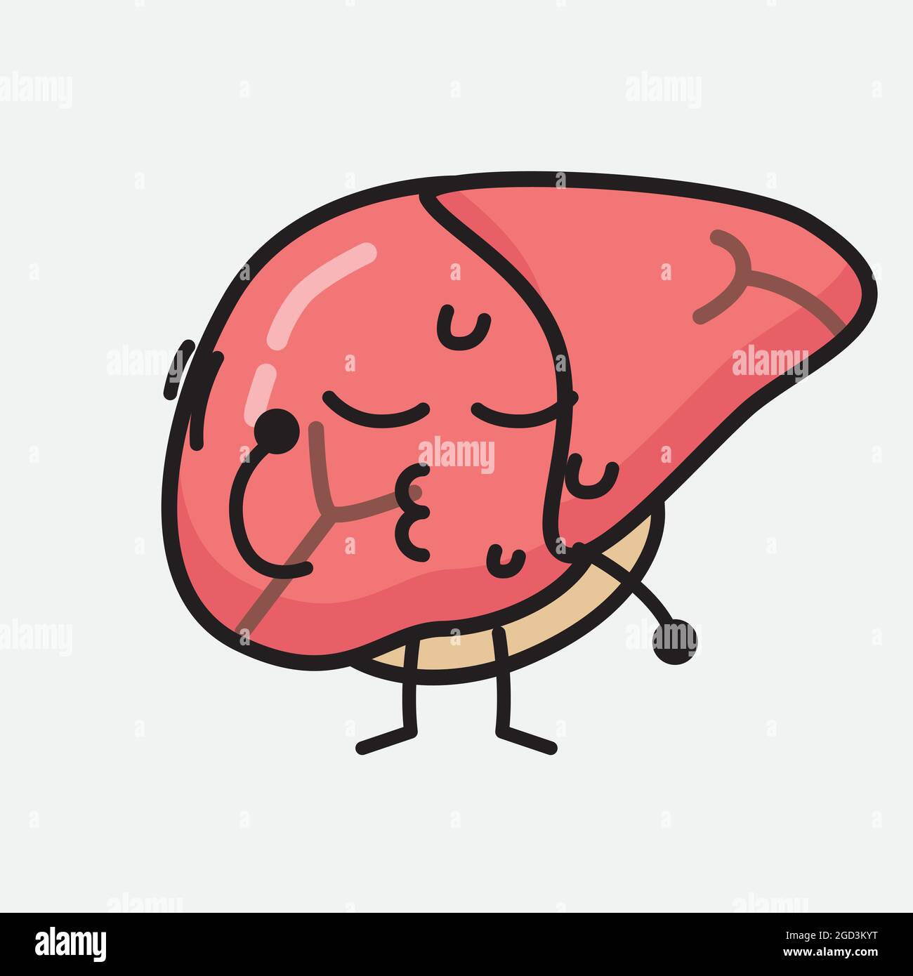 Vector Illustration of Liver Character with cute face and simple body ...