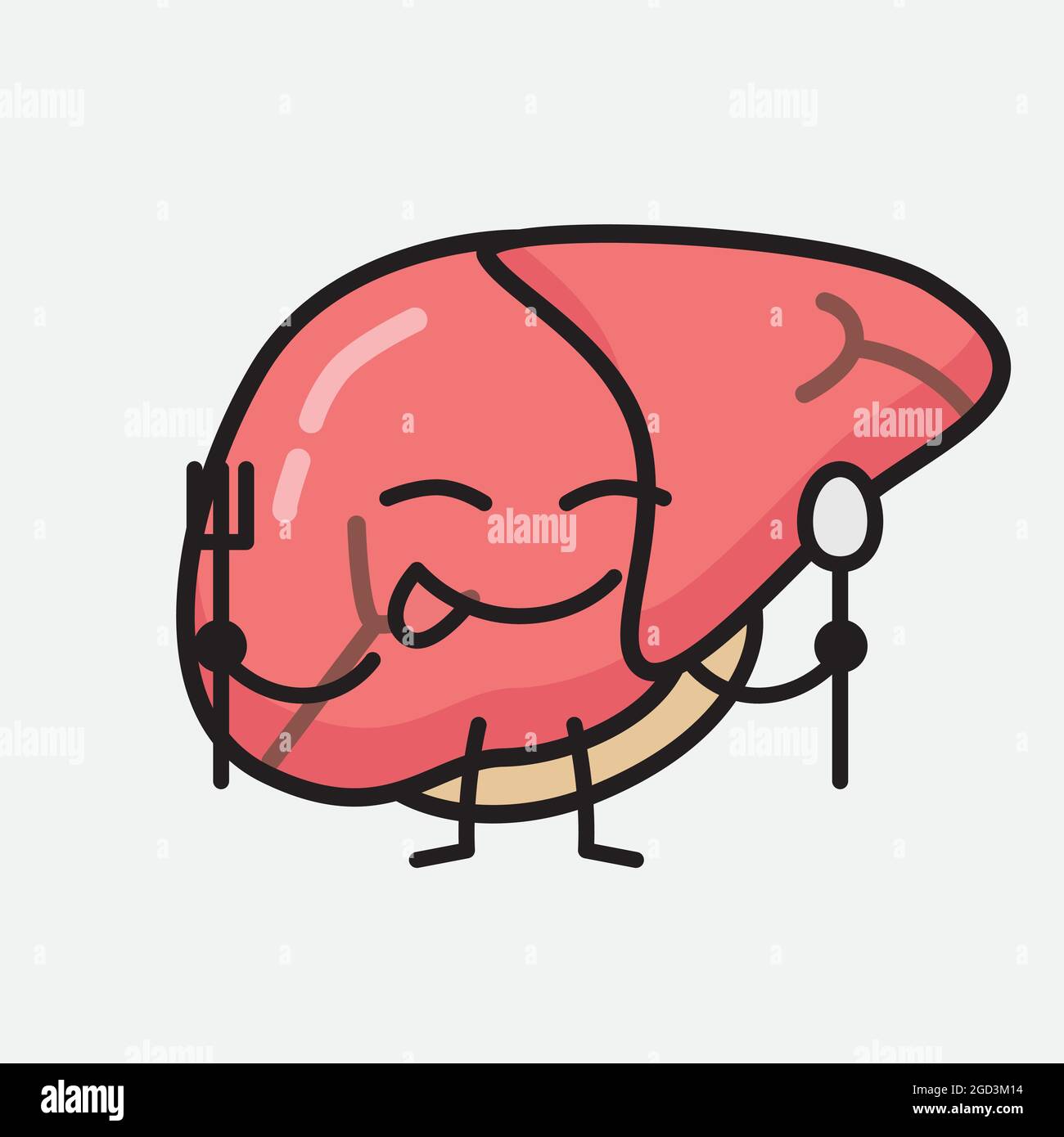 Vector Illustration of Liver Character with cute face and simple body ...