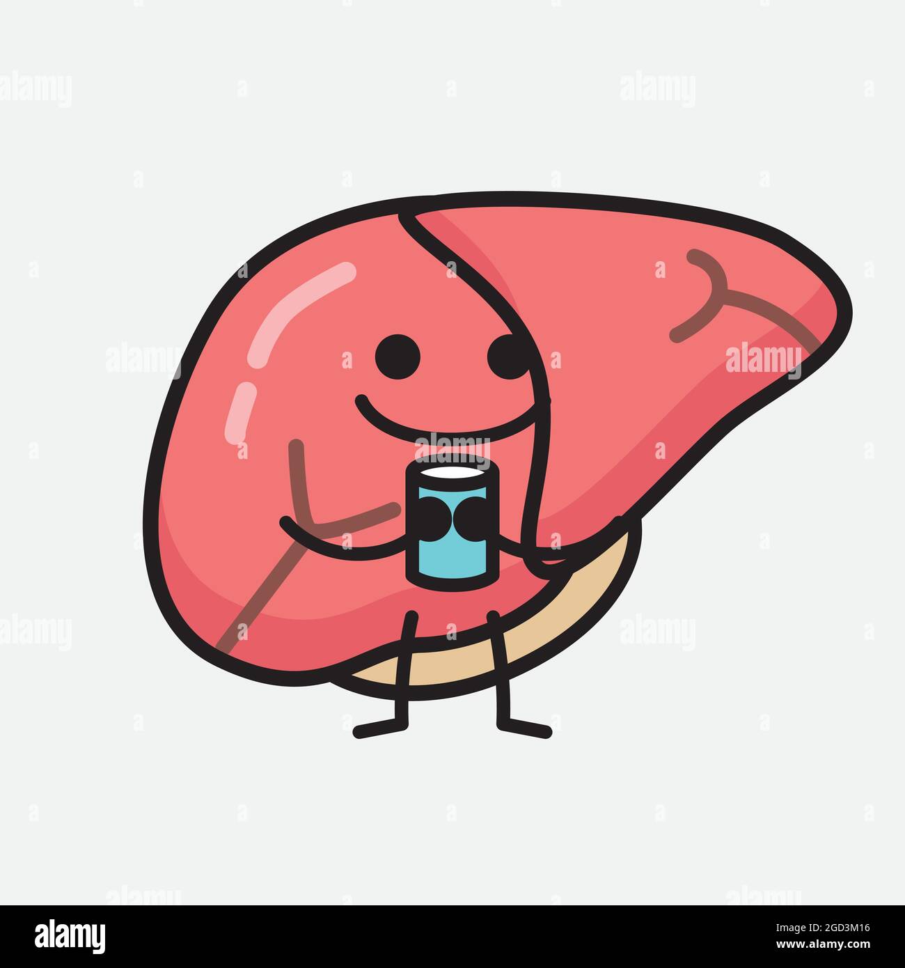 Vector Illustration of Liver Character with cute face and simple body ...
