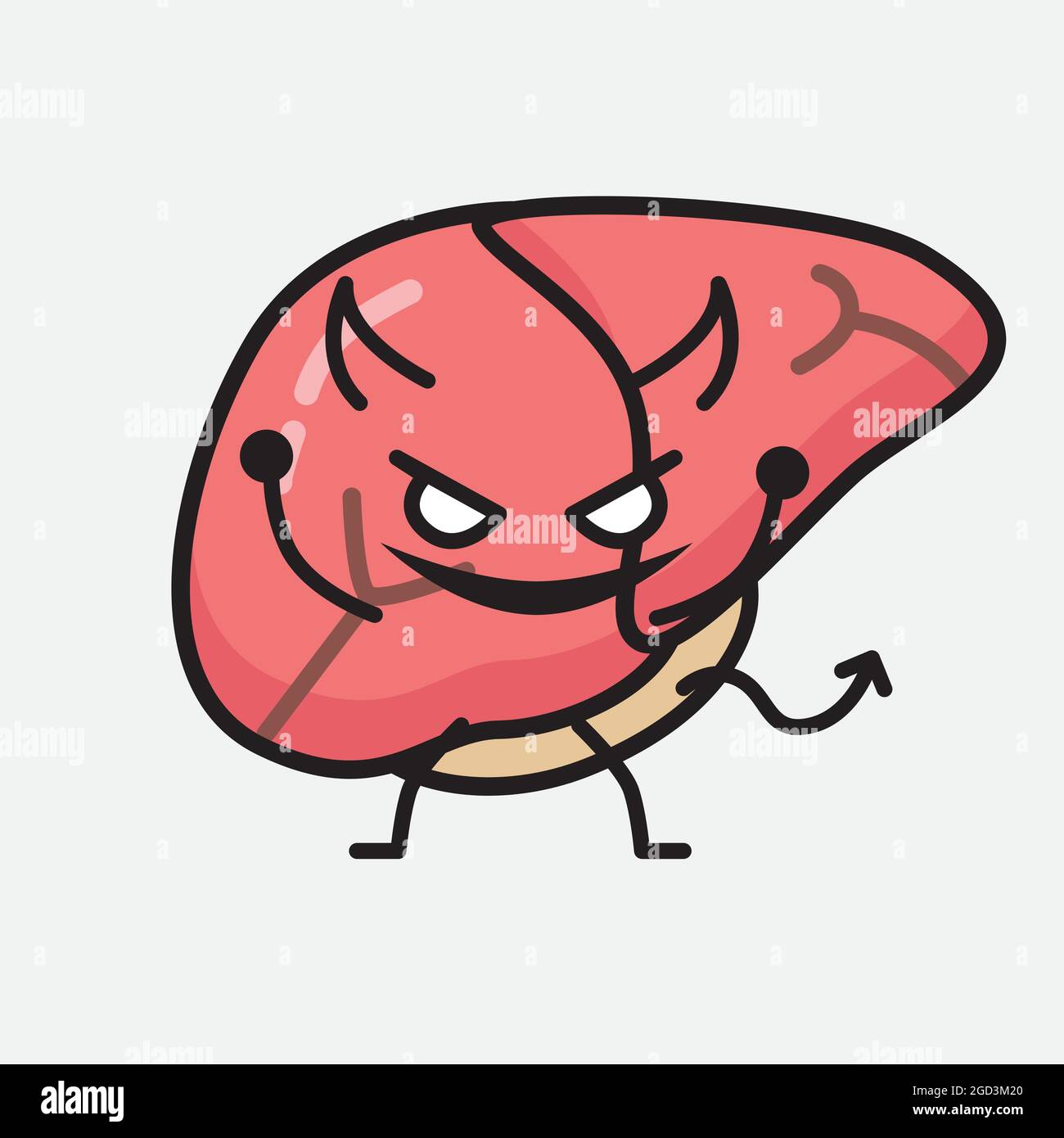 Vector Illustration of Liver Character with cute face and simple body ...