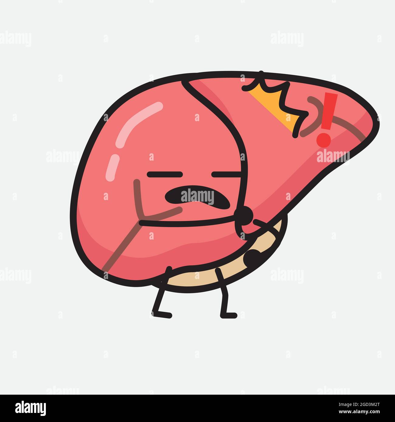 Vector Illustration of Liver Character with cute face and simple body ...