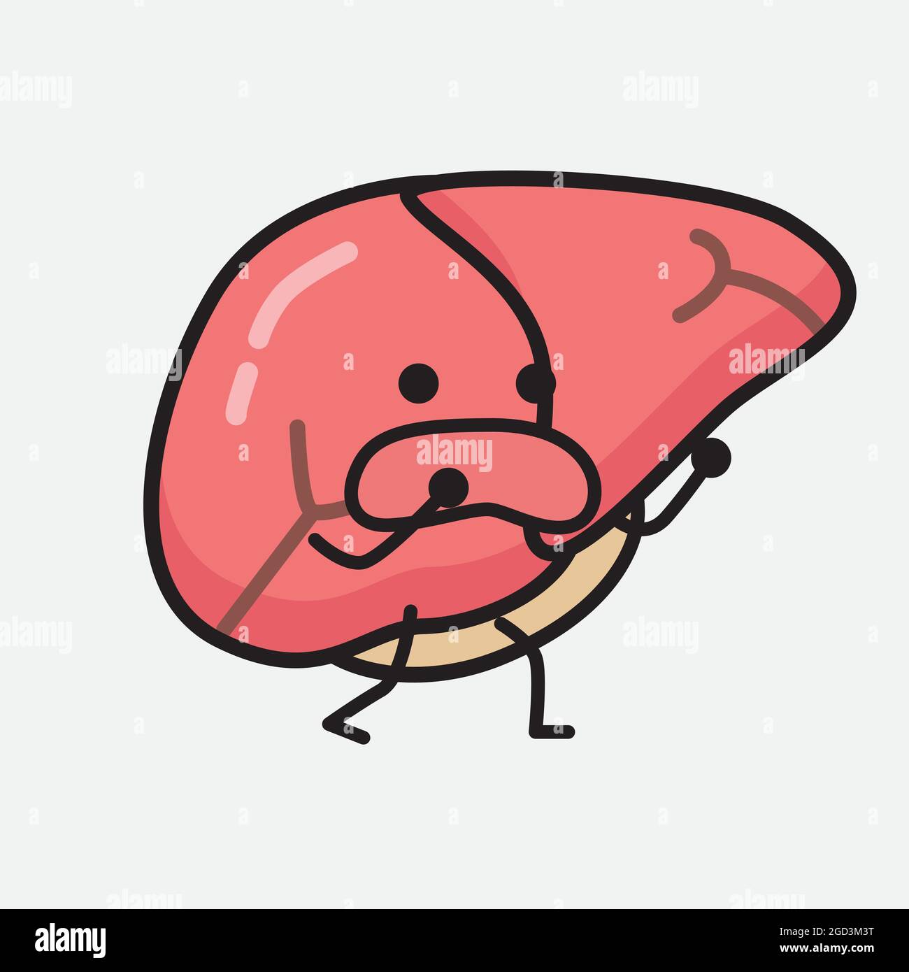 Vector Illustration of Liver Character with cute face and simple body ...