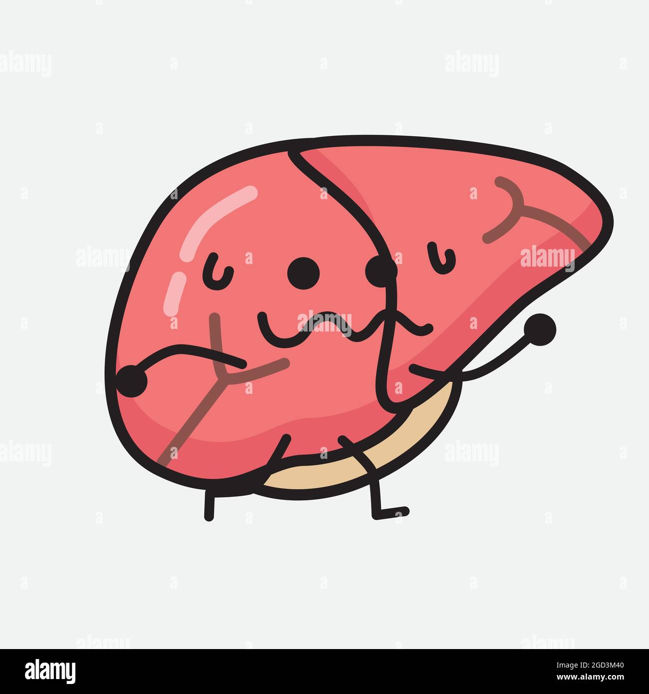 Vector Illustration of Liver Character with cute face and simple body ...