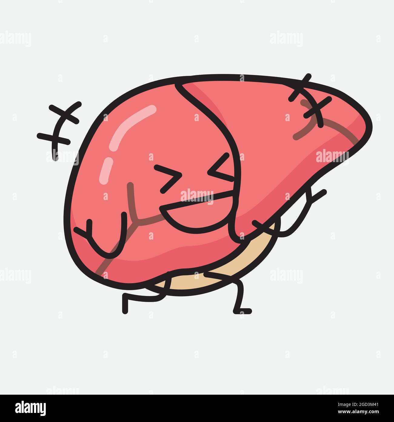 Vector Illustration of Liver Character with cute face and simple body ...