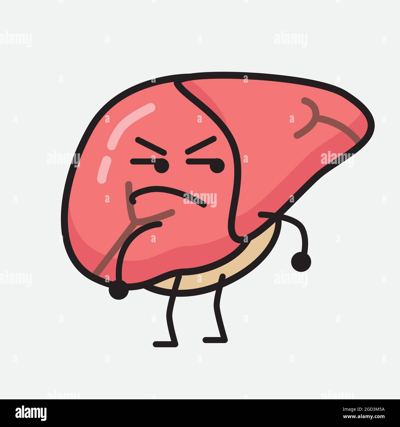 Vector Illustration of Liver Character with cute face and simple body ...
