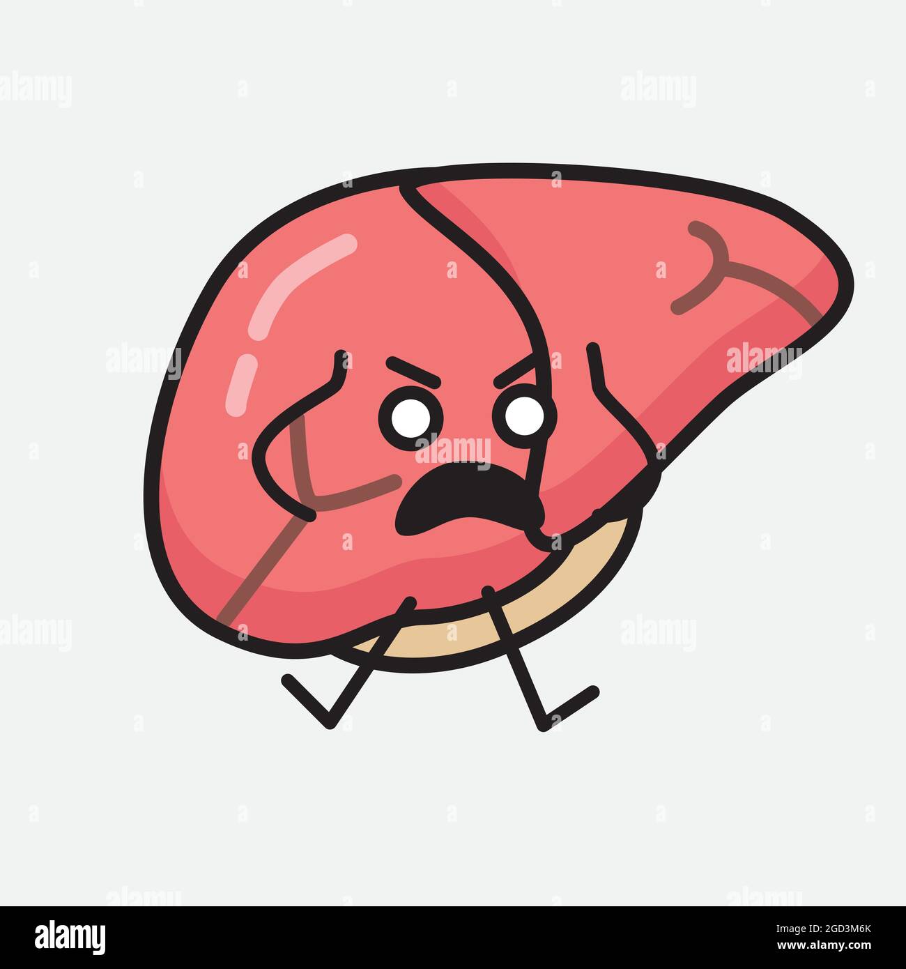 Vector Illustration of Liver Character with cute face and simple body ...