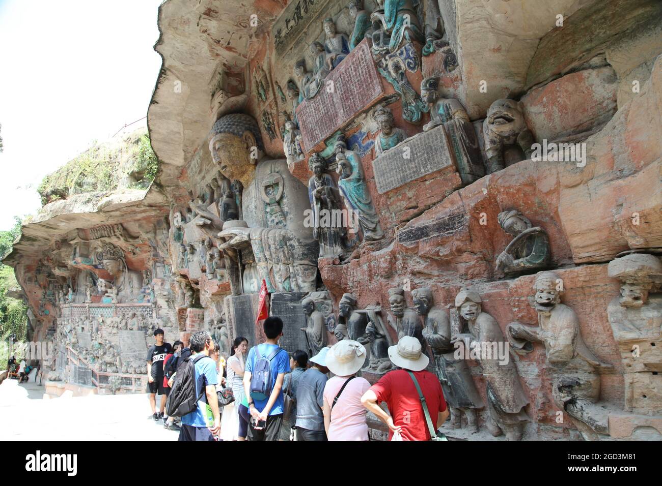 CHONGQING, CHINA - JULY 26, 2021 - Stone carvings on the cliff of ...