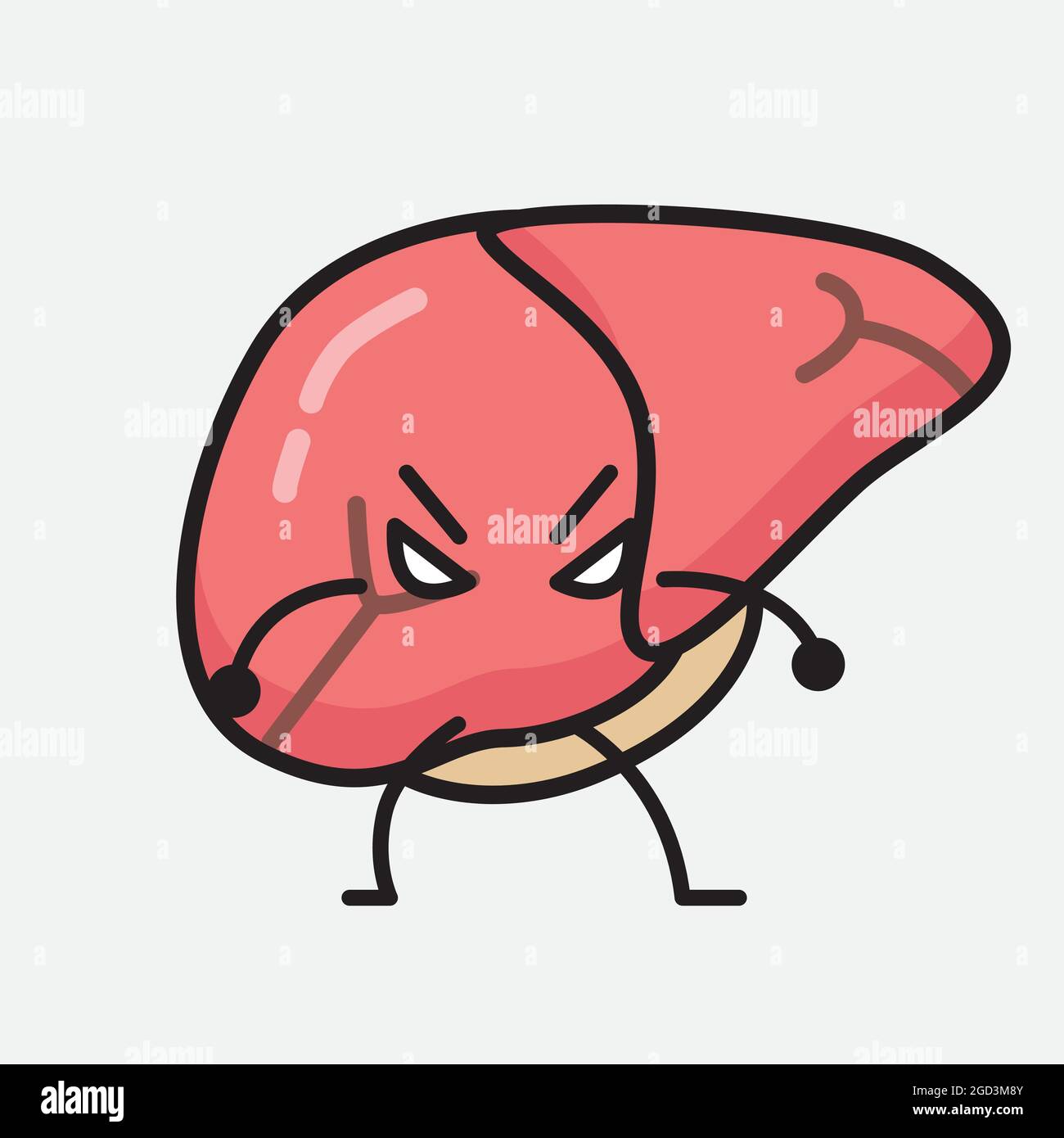 Vector Illustration of Liver Character with cute face and simple body ...