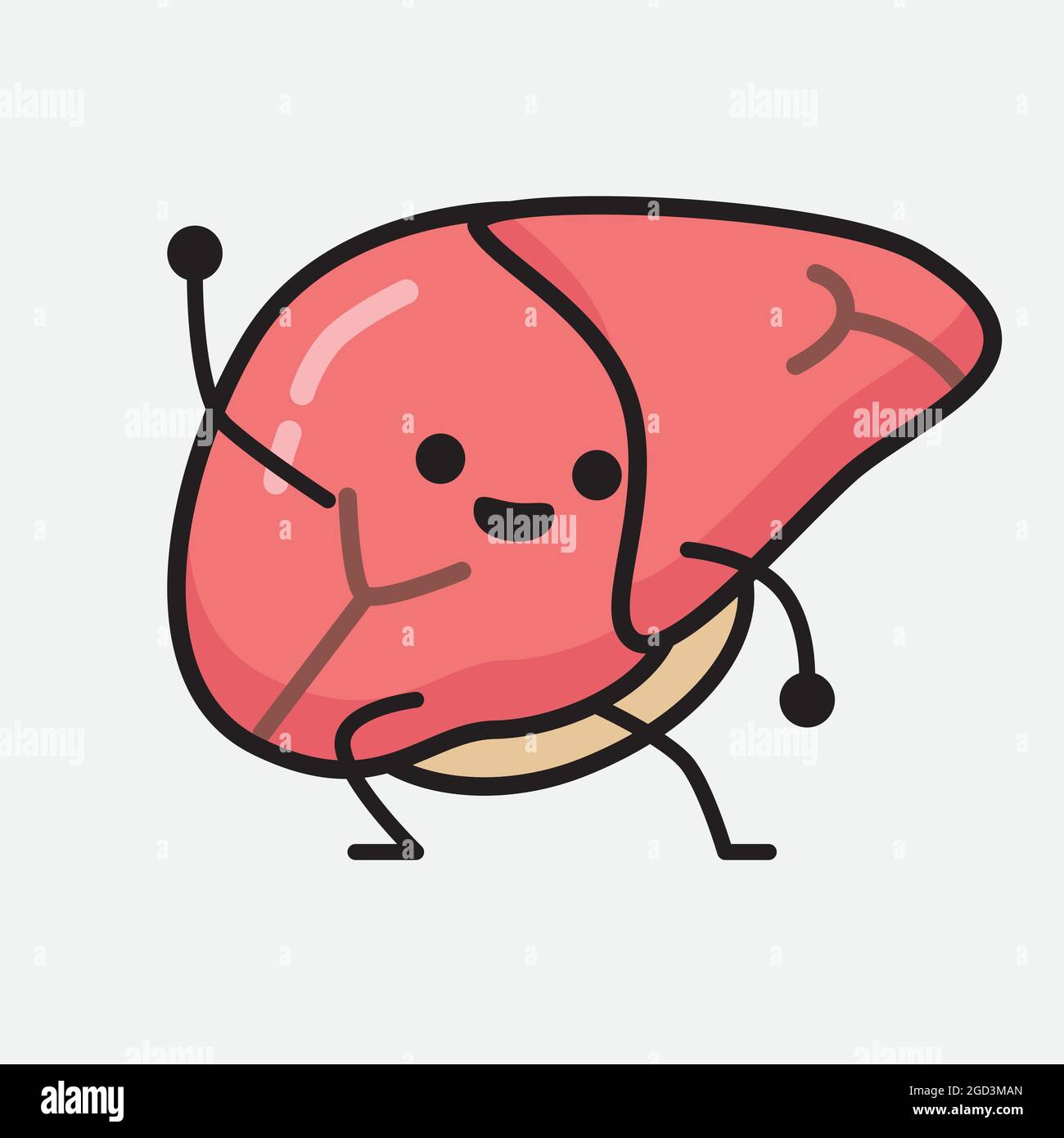 Vector Illustration of Liver Character with cute face and simple body ...