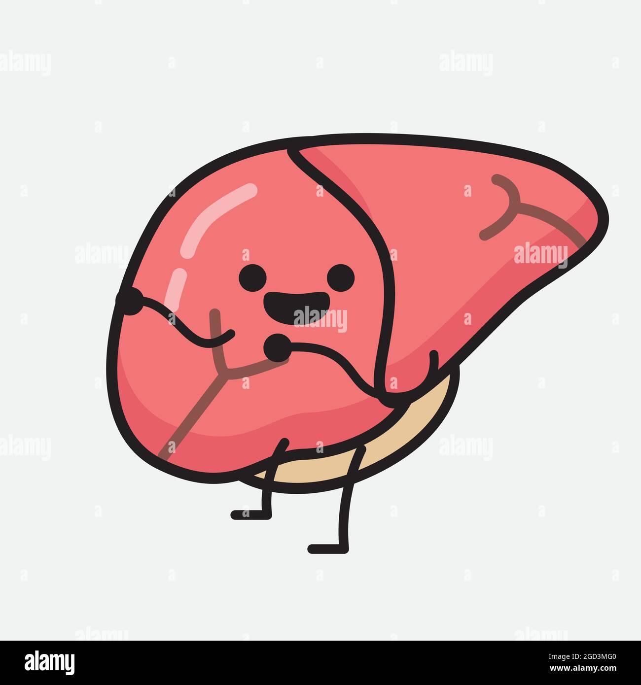 Vector Illustration of Liver Character with cute face and simple body ...