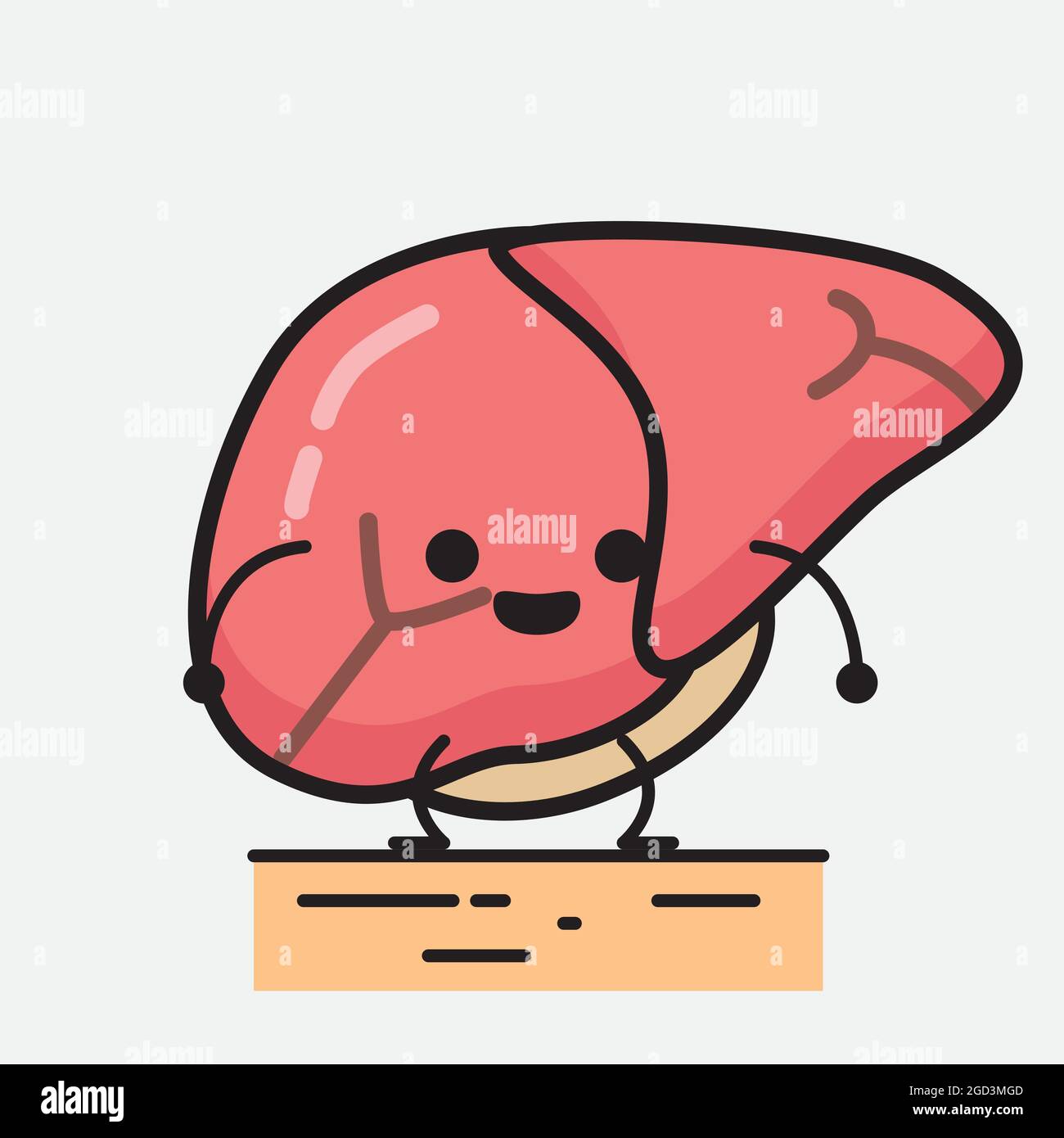 Vector Illustration of Liver Character with cute face and simple body ...