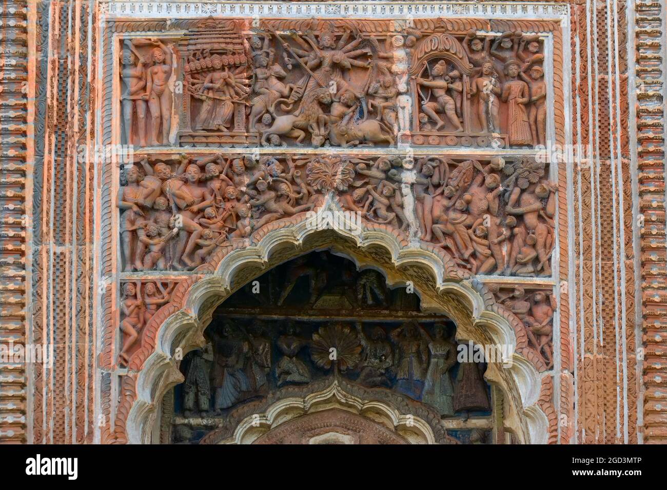 Terracotta decorations depicting Goddess Durga , on the arch at ...
