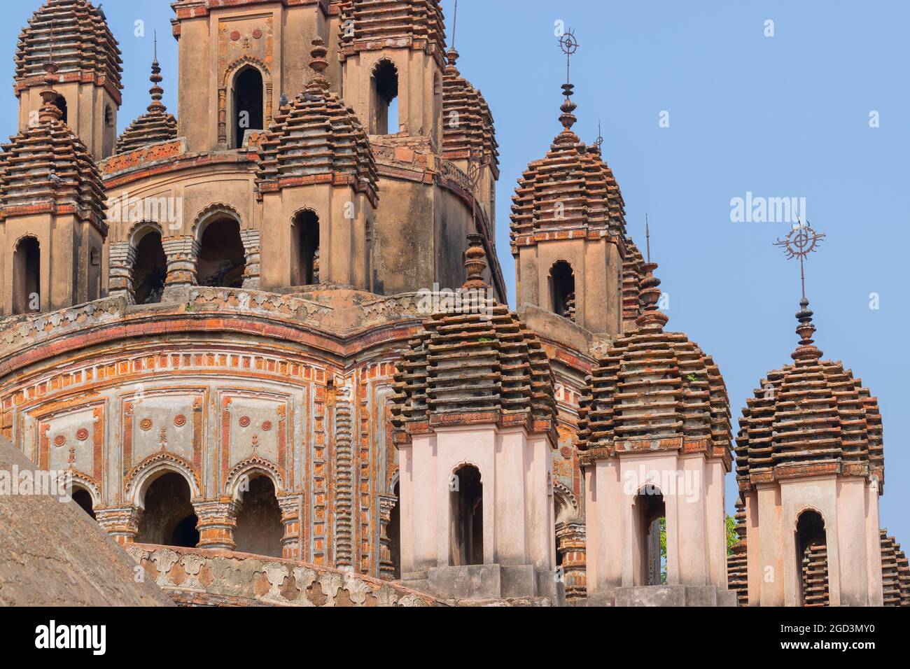 Spears and Terracotta decorations at the top of famous Hindu temple ...