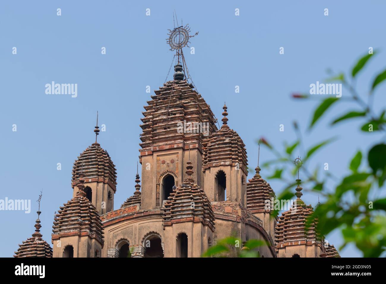 Spears and Terracotta decorations at the top of famous Hindu temple ...