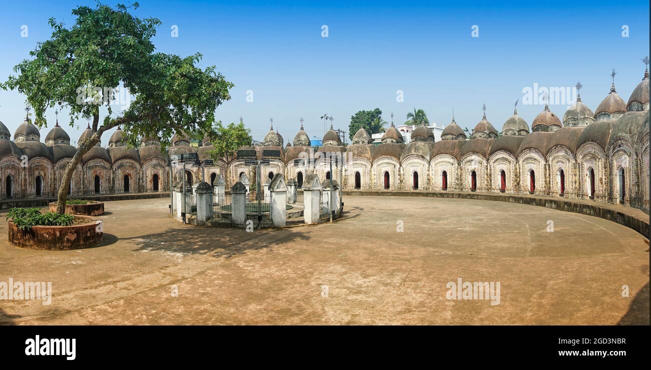 Panoramic image of 108 Shiva Temples of Kalna, Burdwan , West Bengal. A ...