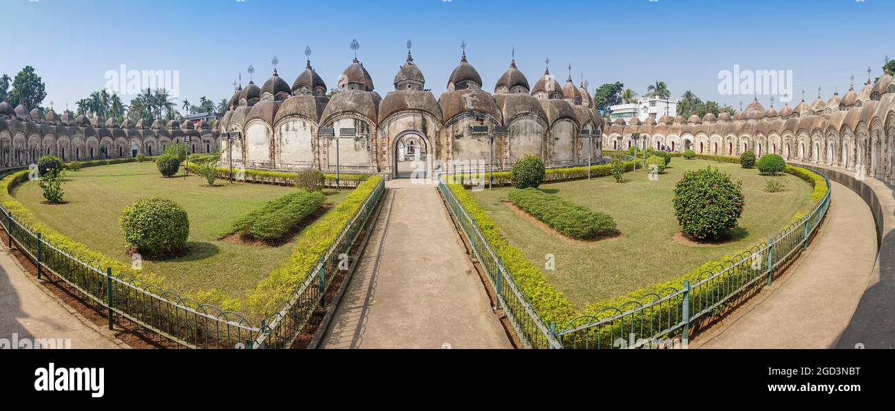 Panoramic image of 108 Shiva Temples of Kalna, Burdwan , West Bengal. A ...
