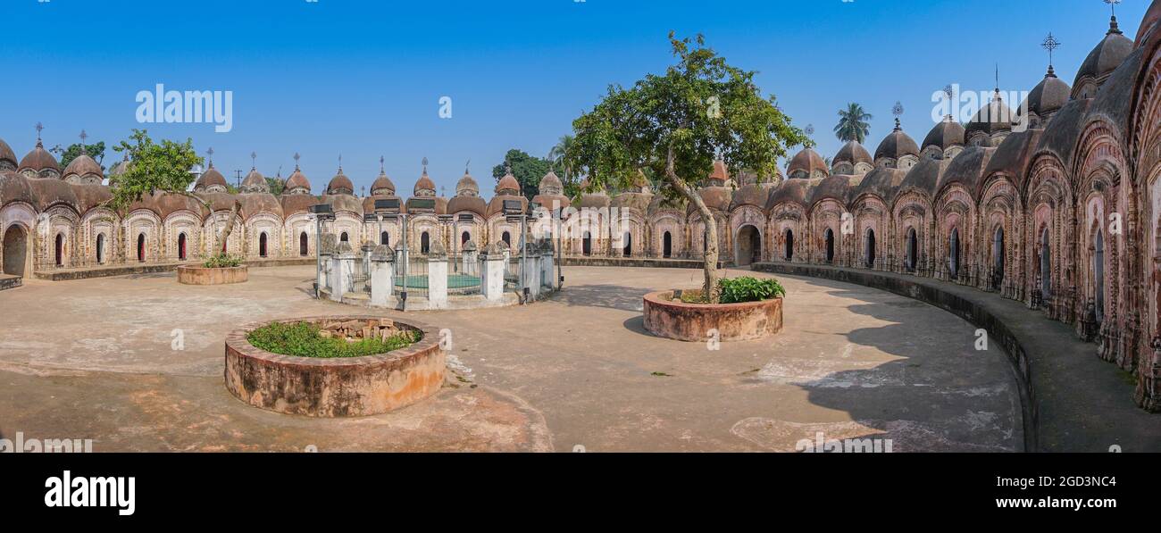 Panoramic image of 108 Shiva Temples of Kalna, Burdwan , West Bengal. A ...