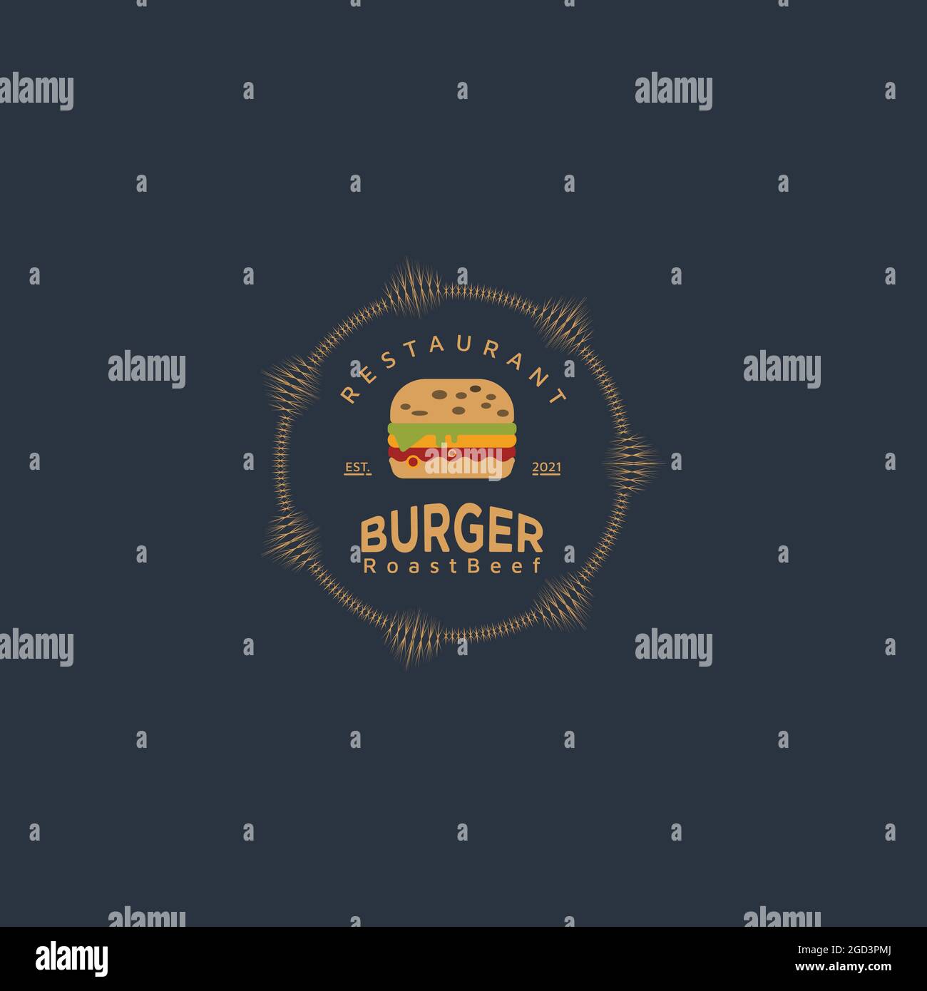 Vintage Ham Beef Patty Burger for Fast Food Restaurant Retro logo ...