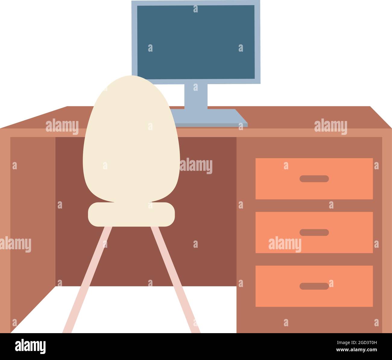 Computer monitor on wooden Stock Vector Images - Alamy