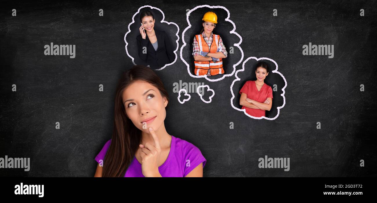 Career choice student thinking of choosing future job employement ...