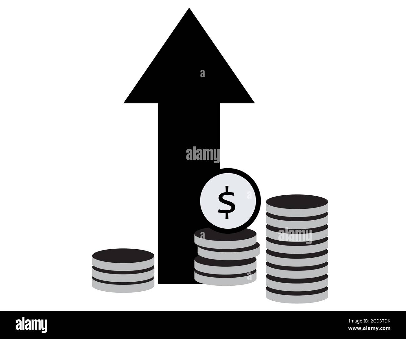 Money growth icon on white background. concept of income increase sign ...
