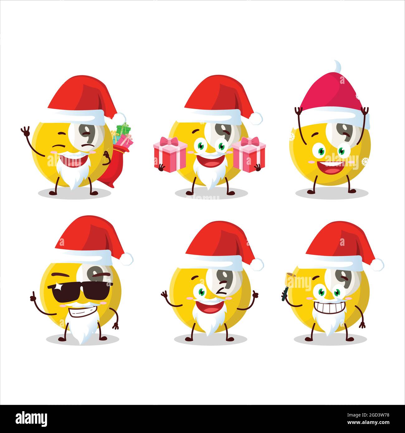Santa Claus emoticons with billiards ball cartoon character. Vector ...