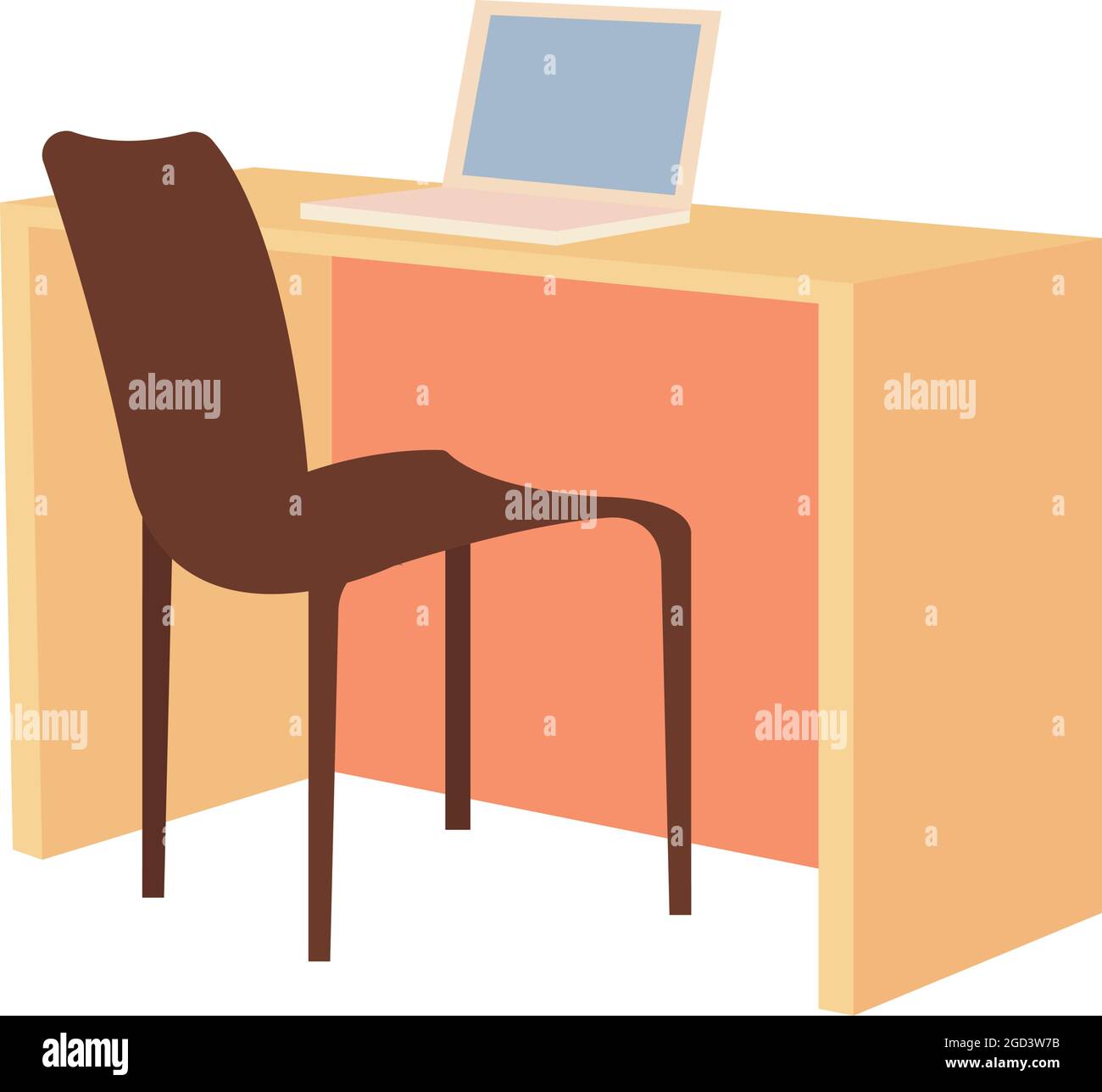 chair and desk with laptop computer Stock Vector Image & Art - Alamy