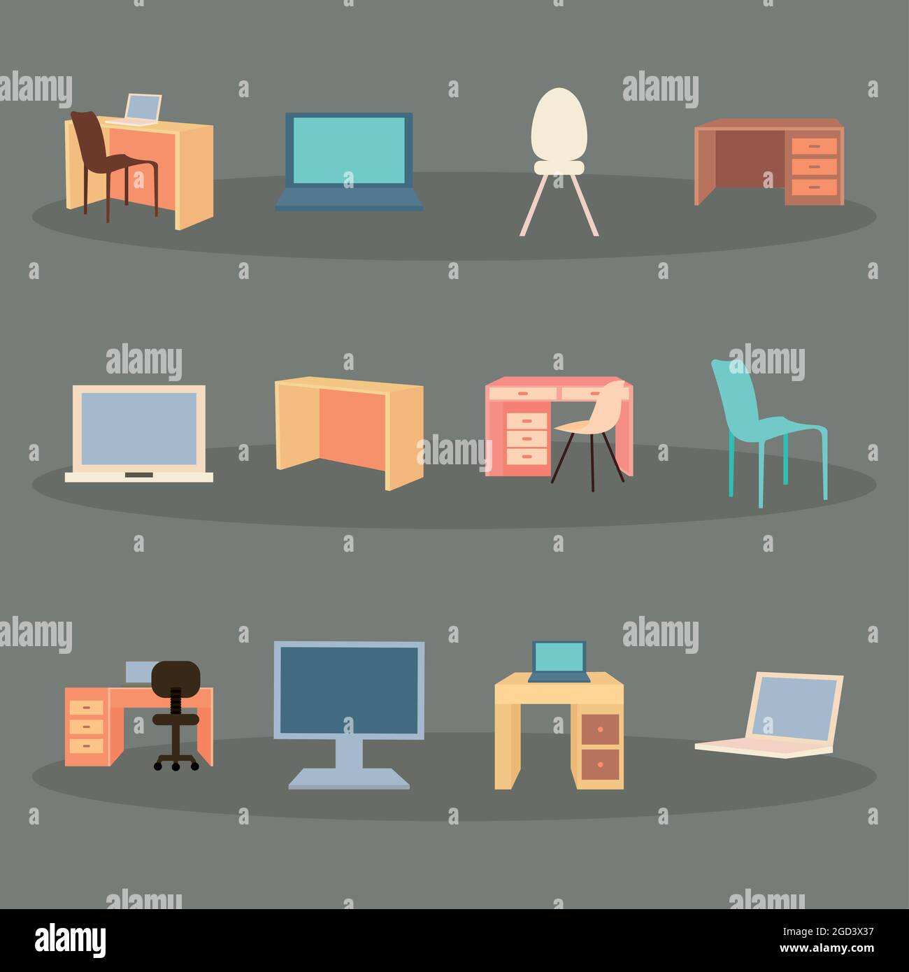 office and workspaces icon set Stock Vector Image & Art - Alamy