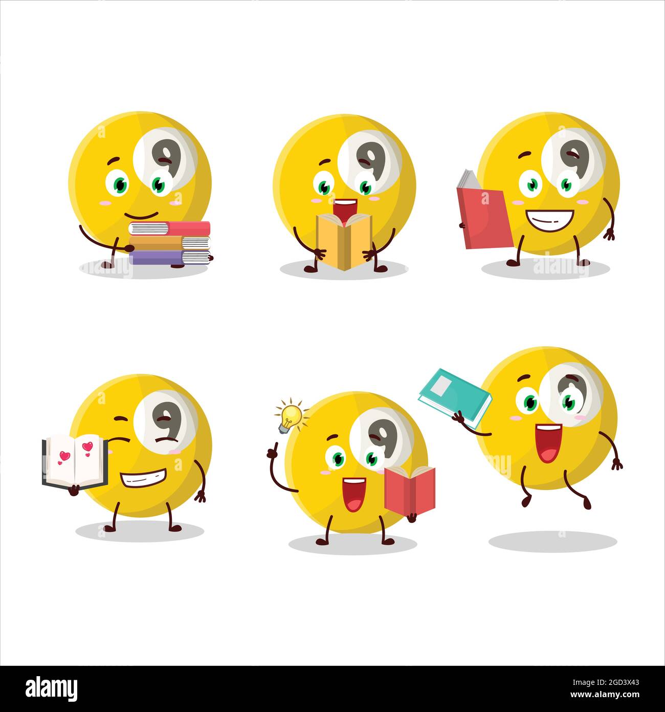 A picture of billiards ball cartoon character concept reading an ...