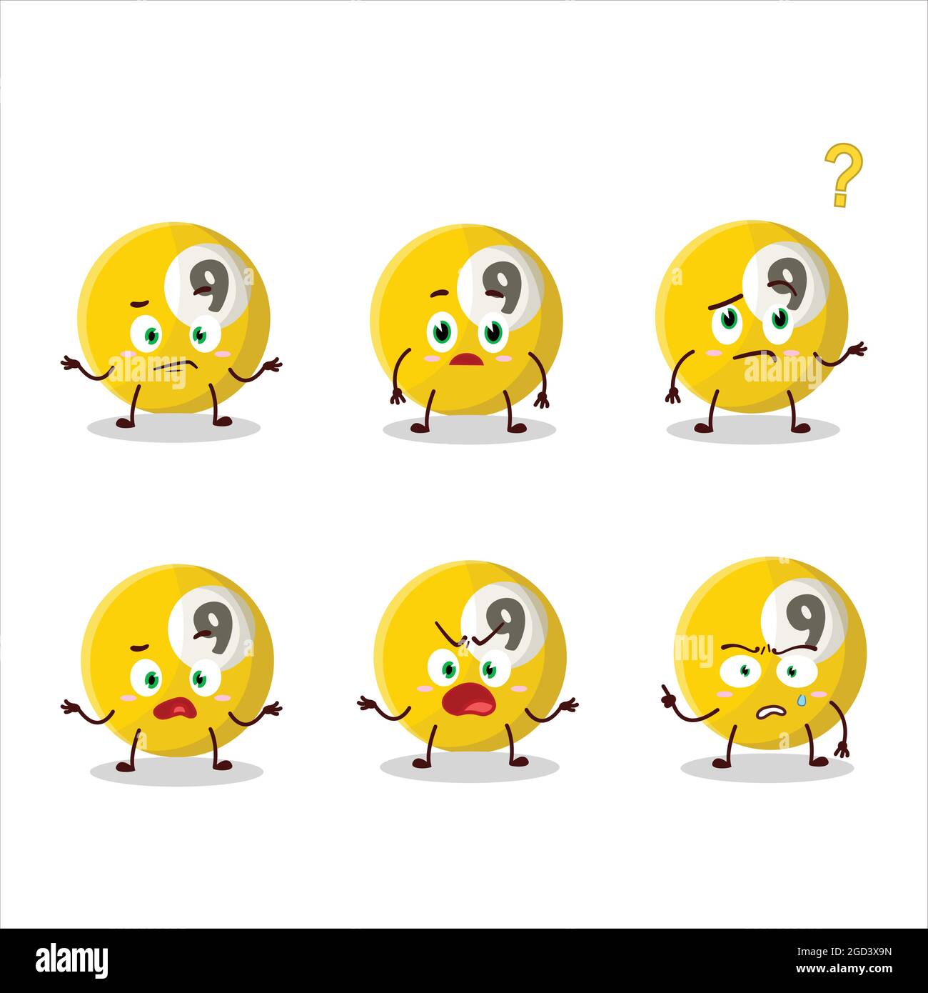 Cartoon character of billiards ball with what expression. Vector ...
