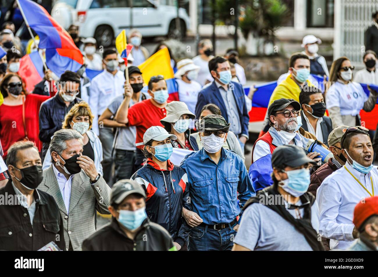 Quito, Ecuador. 11th Aug, 2021. Protesters march on the street during ...