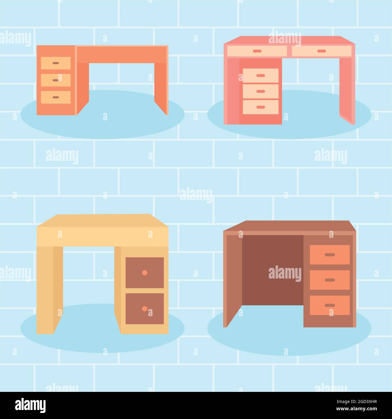office desks icon set design Stock Vector Image & Art - Alamy