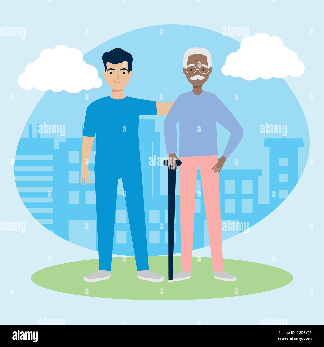 Nurse old man elderly Stock Vector Images - Alamy