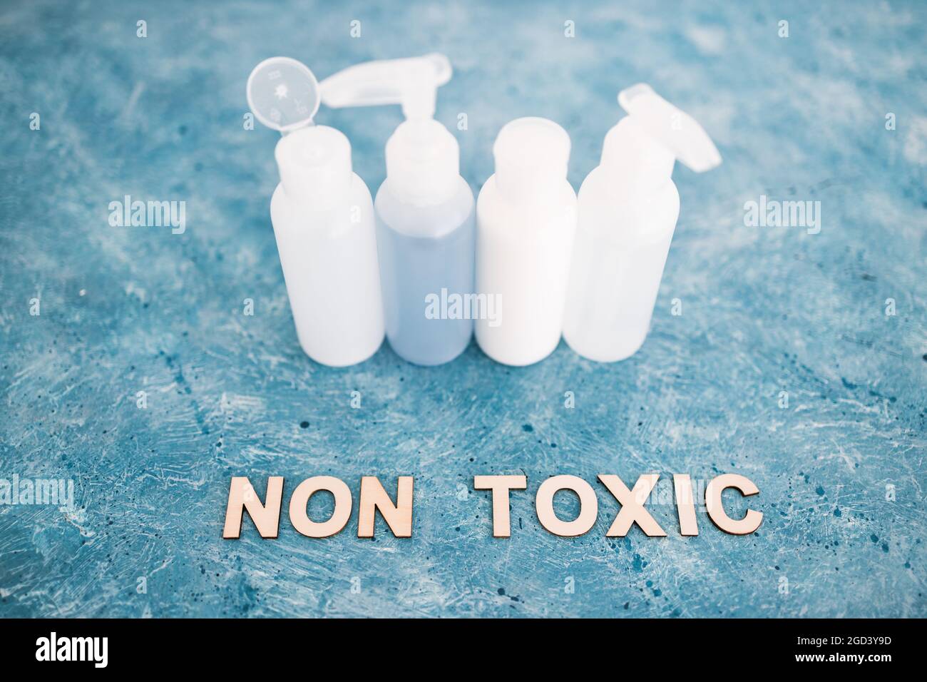 low tox and natural beauty products conceptual image, group of lotion ...