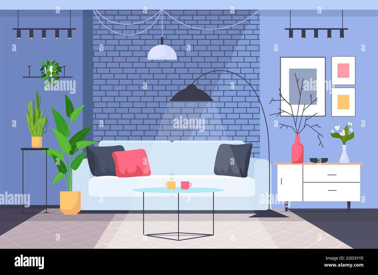 living room interior empty no people home modern apartment design ...