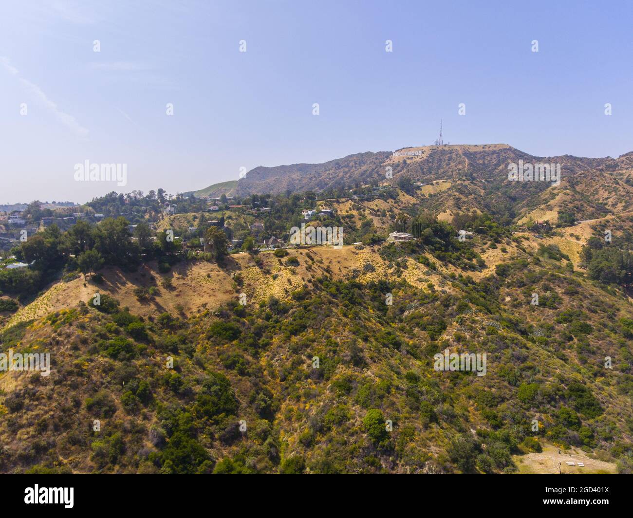 The Hollywood Sign aerial view Griffith Park, Mount Lee, Hollywood ...