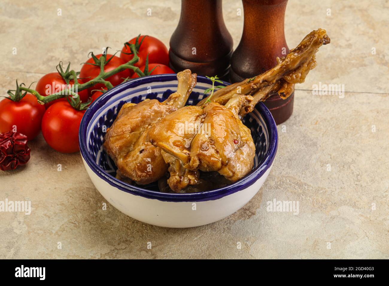 Rabbit stew in sweet and spicy sauce Stock Photo - Alamy