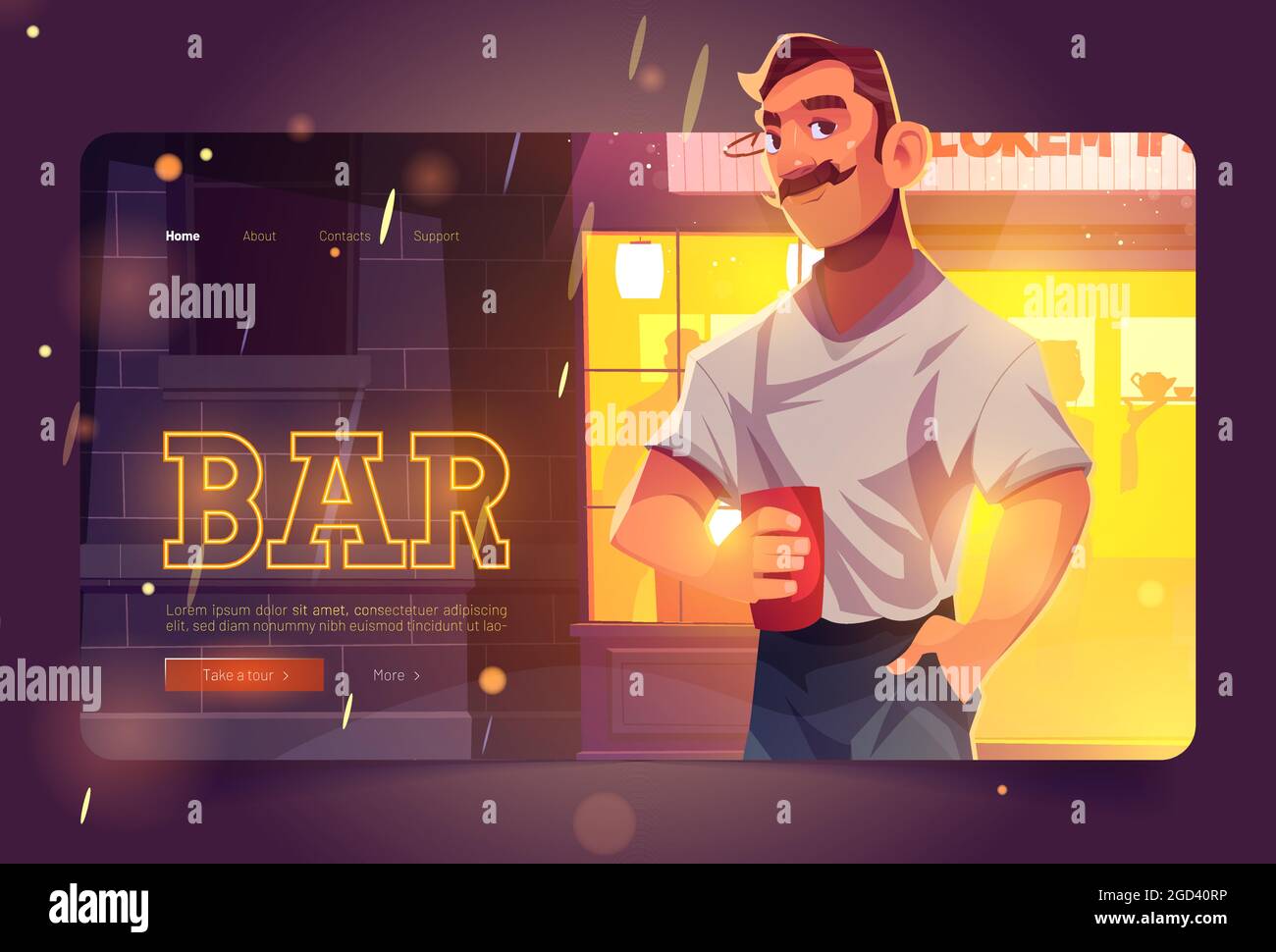 Cafe owner outside cafe Stock Vector Images - Alamy