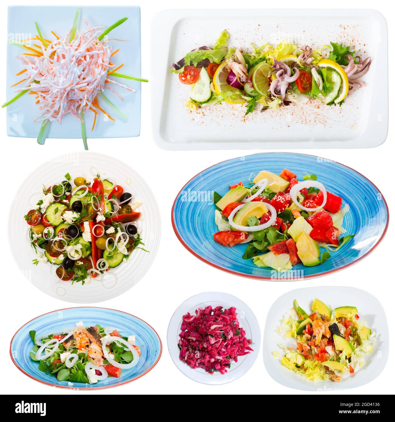 Set of various salads isolated Stock Photo - Alamy
